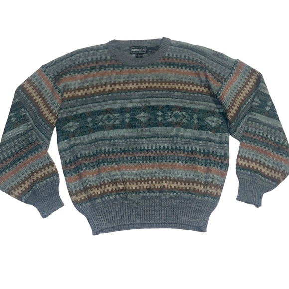 Vintage | Sweaters | Vintage Pastel Aztec Grandpa Cozy Sweater | Poshmark